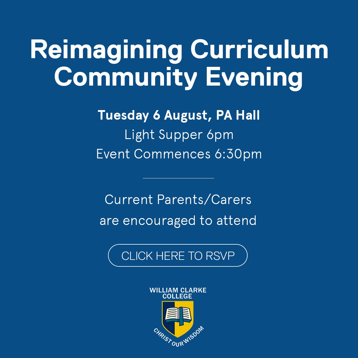 Reimagining Curriculum Community Evening - William Clarke College